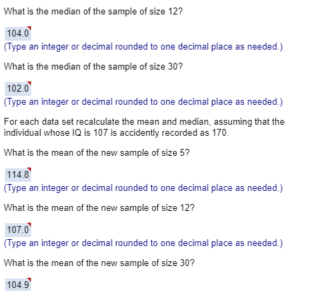 Solved Each of the following three data sets represents the | Chegg.com