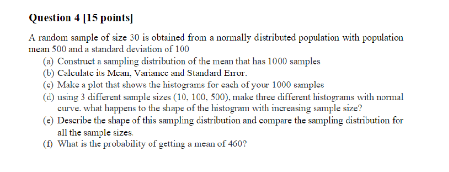 Solved A random sample of size 30 is obtained from a | Chegg.com