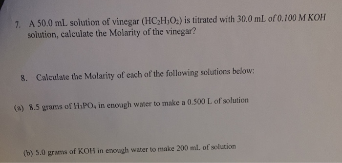 Solved 6. Calculate the Molarity of HNO3 solution if 50.0 mL | Chegg.com
