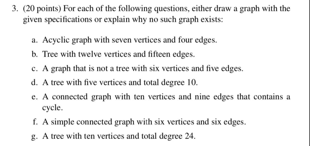 Solved 3. (20 points) For each of the following questions, | Chegg.com