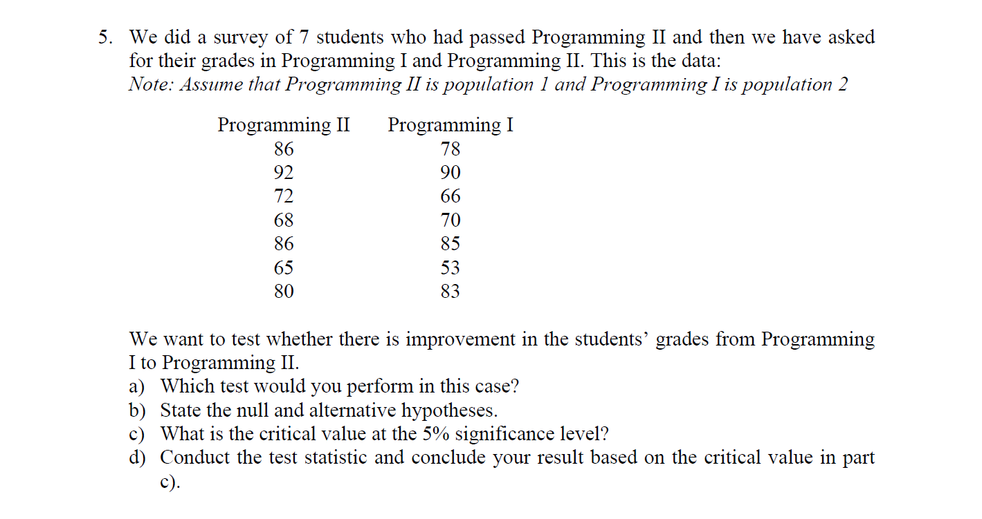 Solved We did a survey of 7 students who had passed | Chegg.com