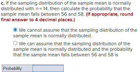 Solved c. If the sampling distribution of the sample mean is | Chegg.com