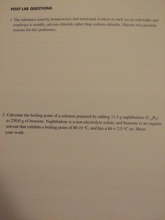 Solved PRE-LAB QUESTIONS I. Define the term colligative | Chegg.com