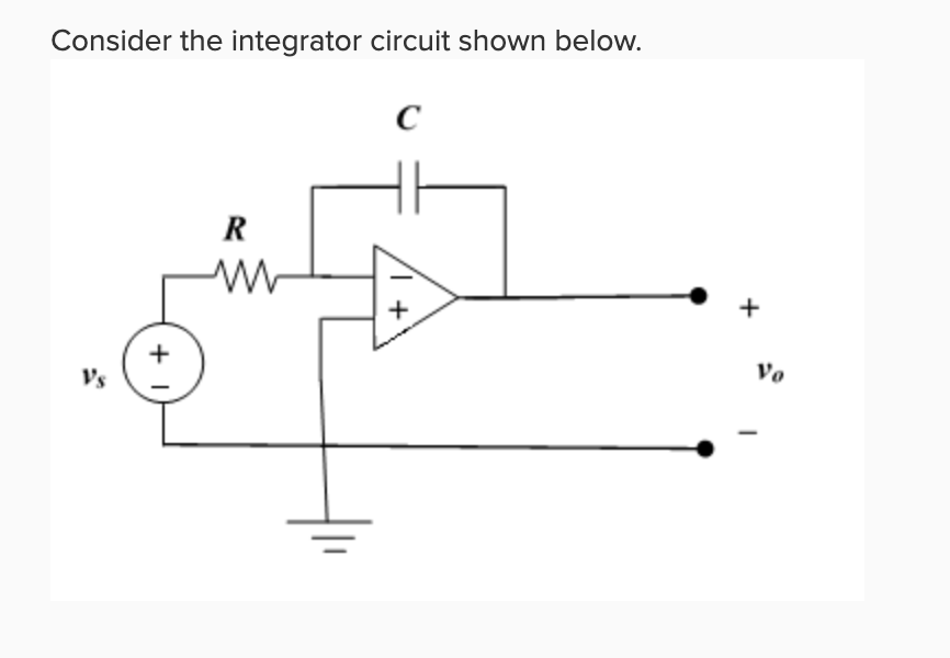 Solved Consider the integrator circuit shown below. с R 1 + | Chegg.com