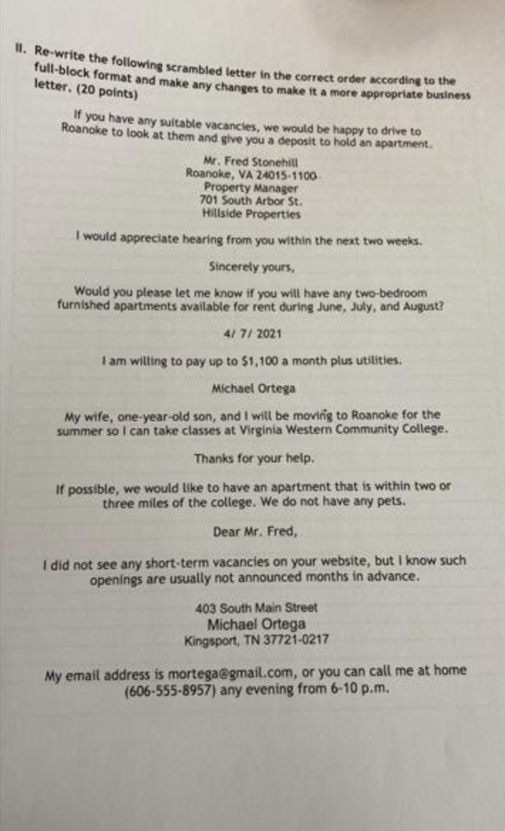 II. Re-write the following scrambled letter in the | Chegg.com