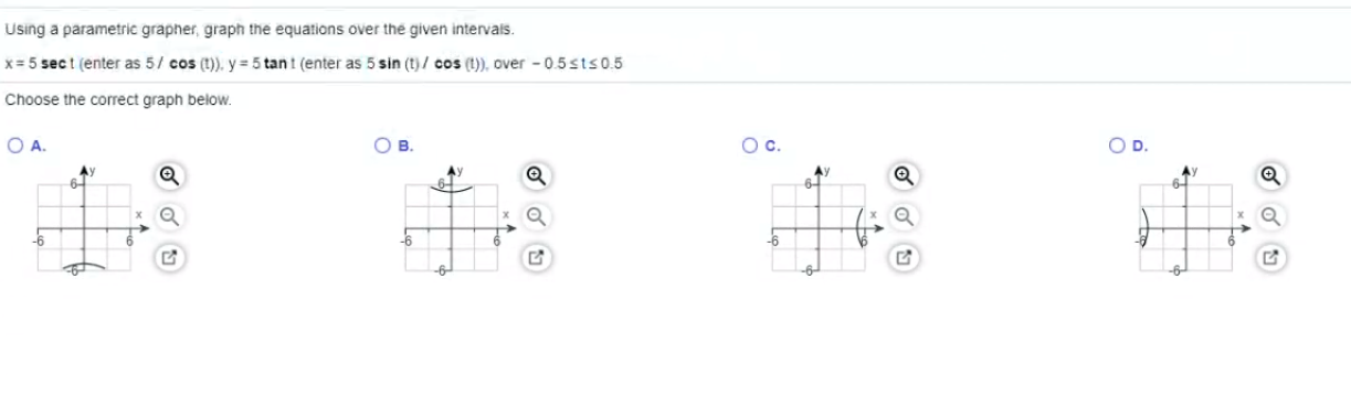 Solved Using a parametric grapher, graph the equations over | Chegg.com