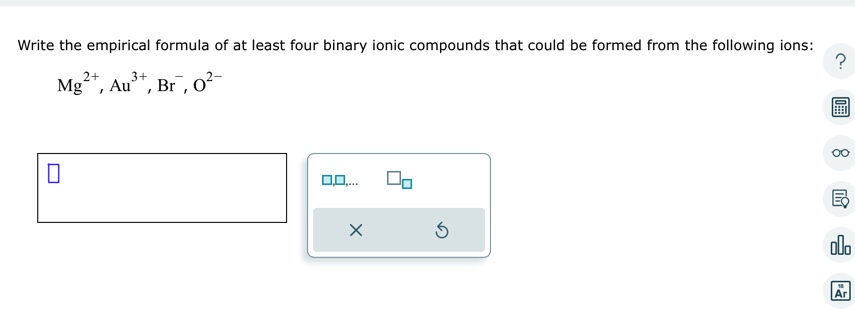 Solved Write the empirical formula for at least four ionic | Chegg.com