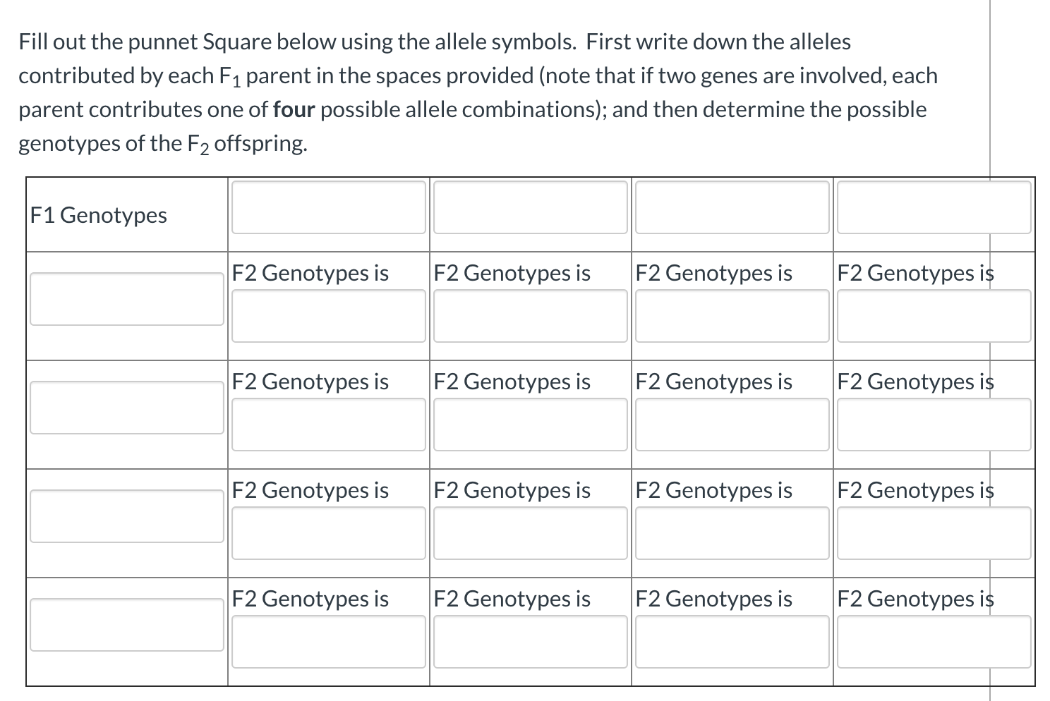 Question 1 0.5 pts Using the allele symbols AT (Gene | Chegg.com