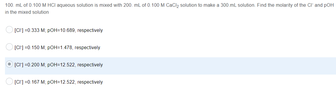 Solved 100 mL of 0.100 M HCl aqueous solution is mixed with | Chegg.com