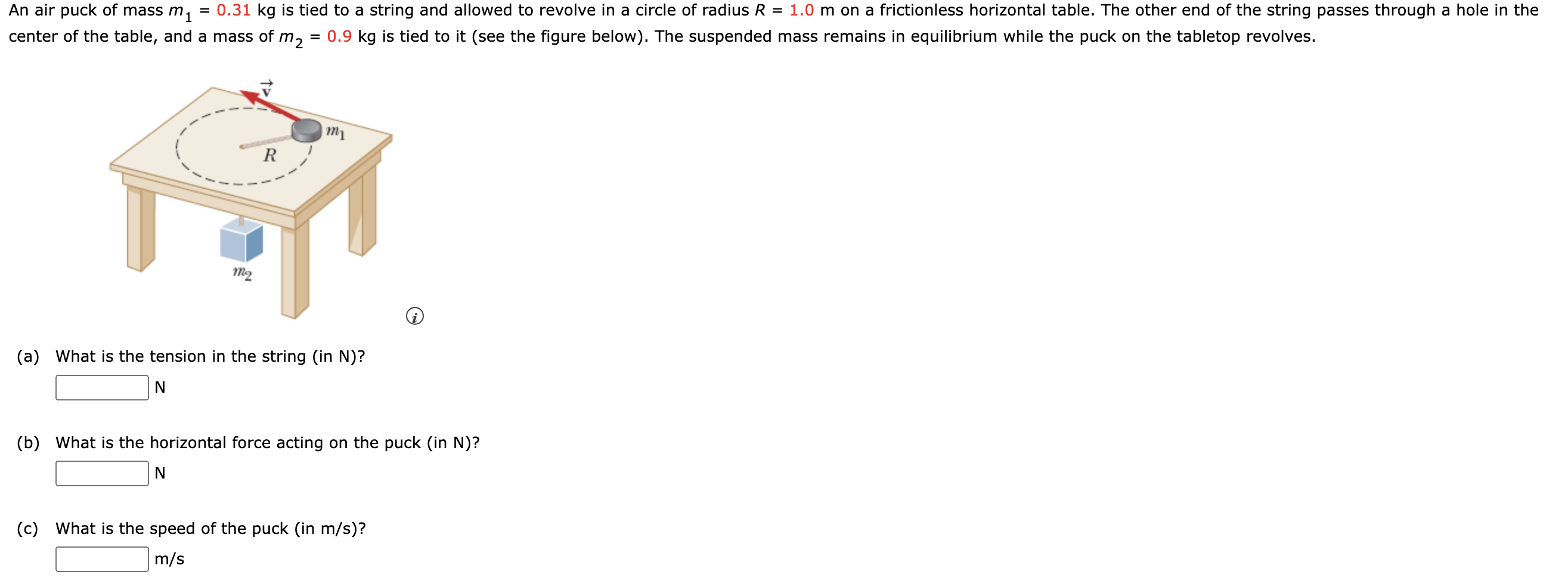 Solved An air puck of mass m1 = 0.31 ﻿kg is tied to a string | Chegg.com