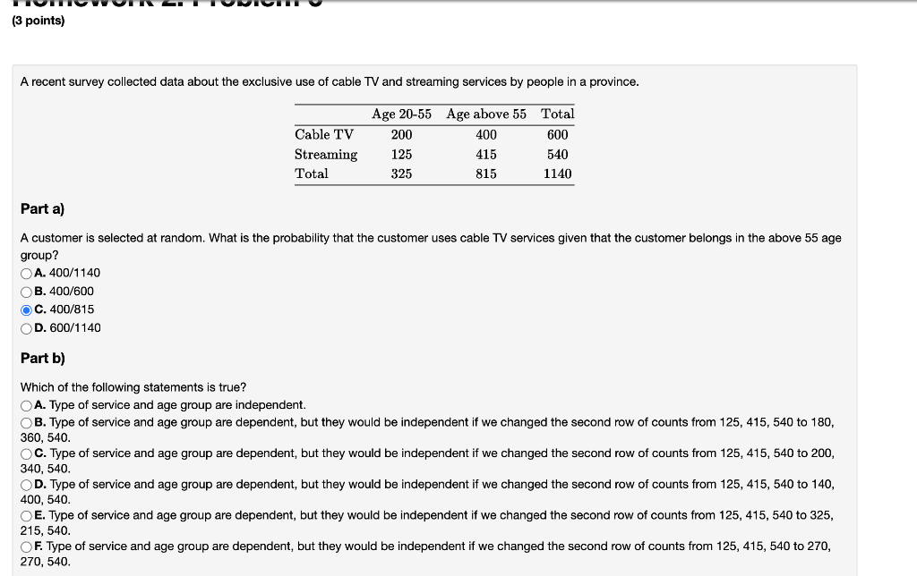 Solved A customer is selected at random. What is the | Chegg.com