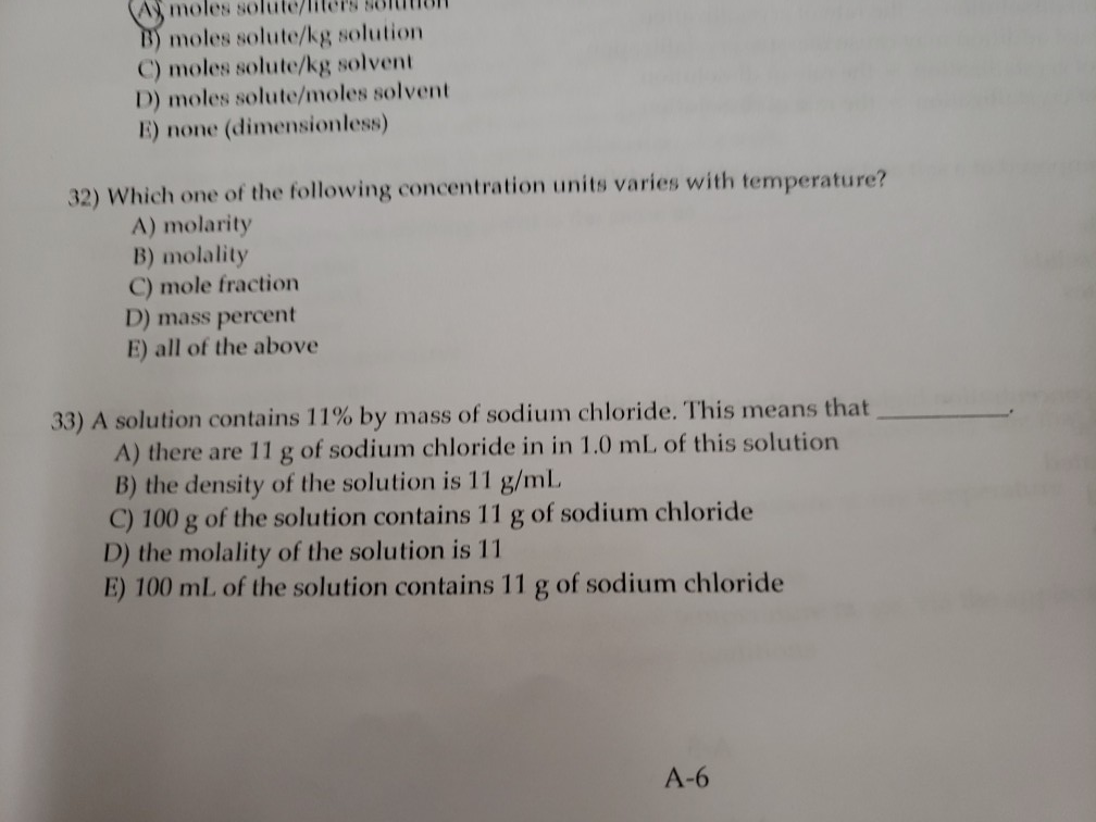 Solved Ag Moles Solute Liters Solum B Moles Solute Kg
