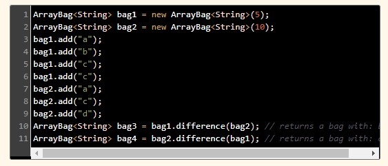 X302: ArrayBag difference Write an ArrayBag object | Chegg.com