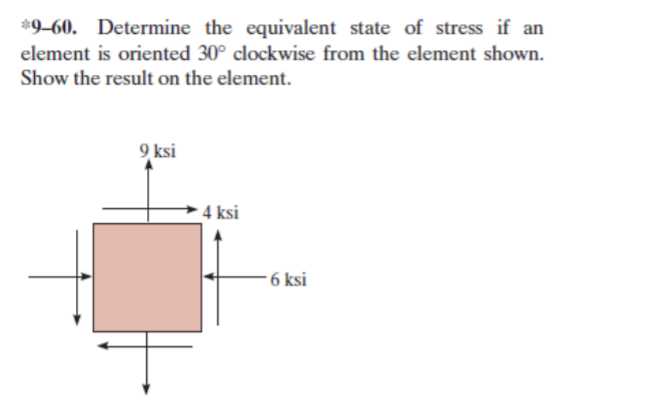 Solved 9-60. Determine the equivalent state of stress if an | Chegg.com