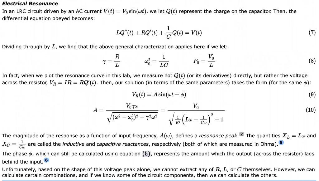 Solved Electrical Resonance In an LRC circuit driven by an | Chegg.com