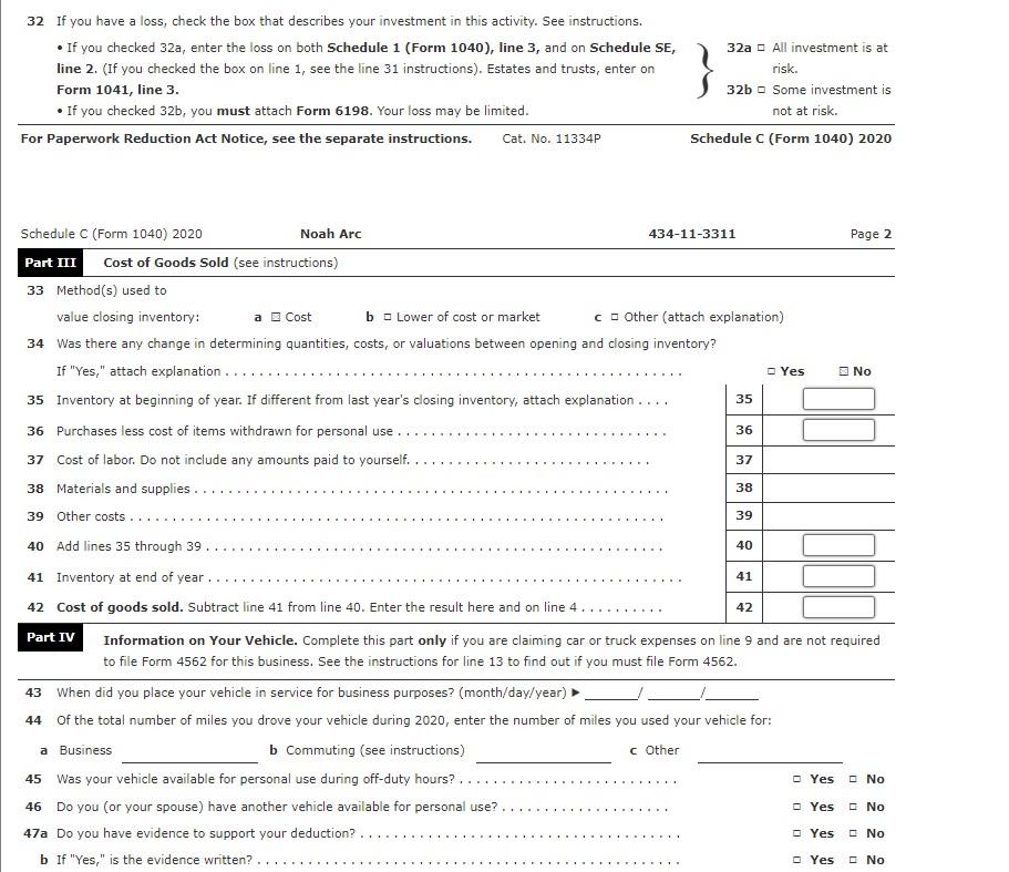 Comprehensive Problem 1 - Part 2: Schedule C, | Chegg.com