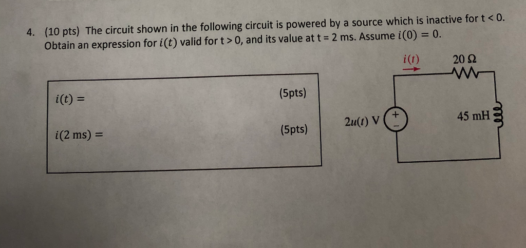 Solved 4 10 Pts The Circuit Shown In The Following