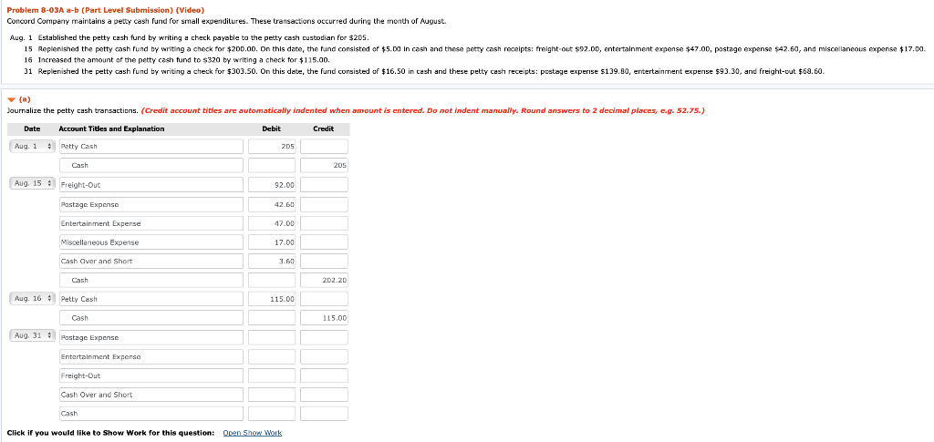 Solved Problem 8-03A a-b (Part Level Submission) (Video) | Chegg.com