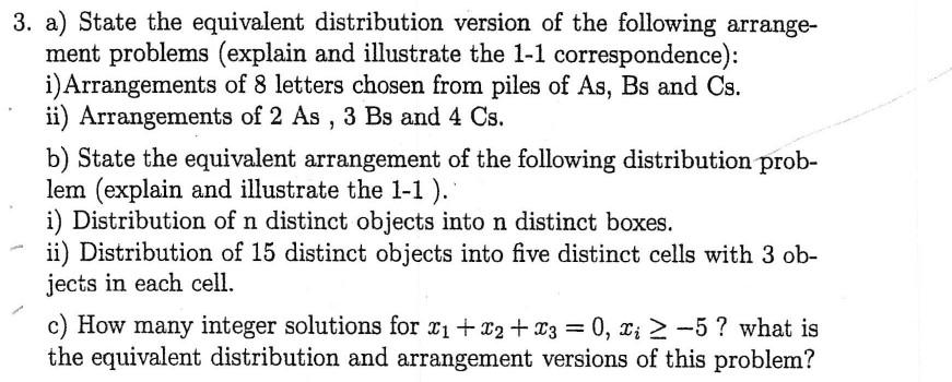 Solved 3. a) State the equivalent distribution version of | Chegg.com