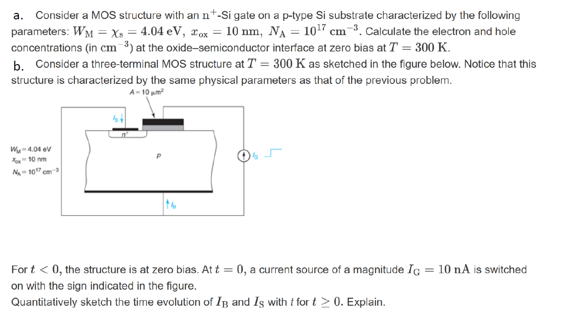 Solved a. Consider a MOS structure with an n+-Si gate on a | Chegg.com