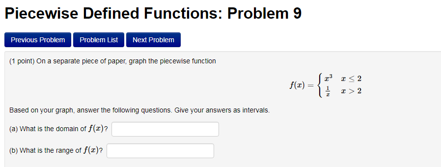 Solved Piecewise Defined Functions: Problem 1 Previous | Chegg.com