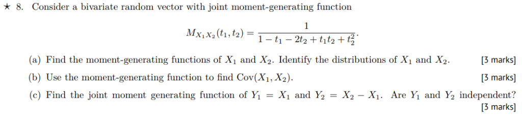 Solved 8 Consider A Bivariate Random Vector With Joint