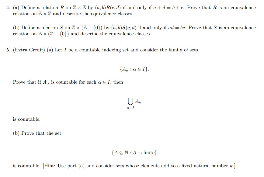 Solved 4. (a) Define a relation R on Z Z by (a,b)R(c,d) if | Chegg.com