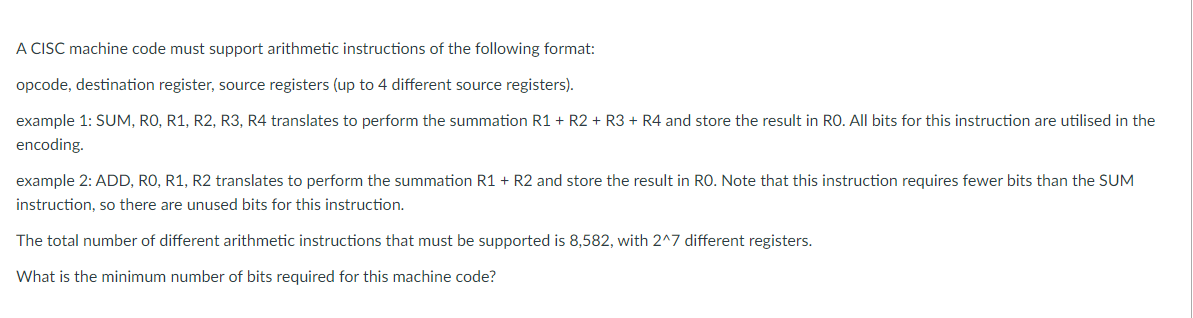 Solved A CISC machine code must support arithmetic | Chegg.com