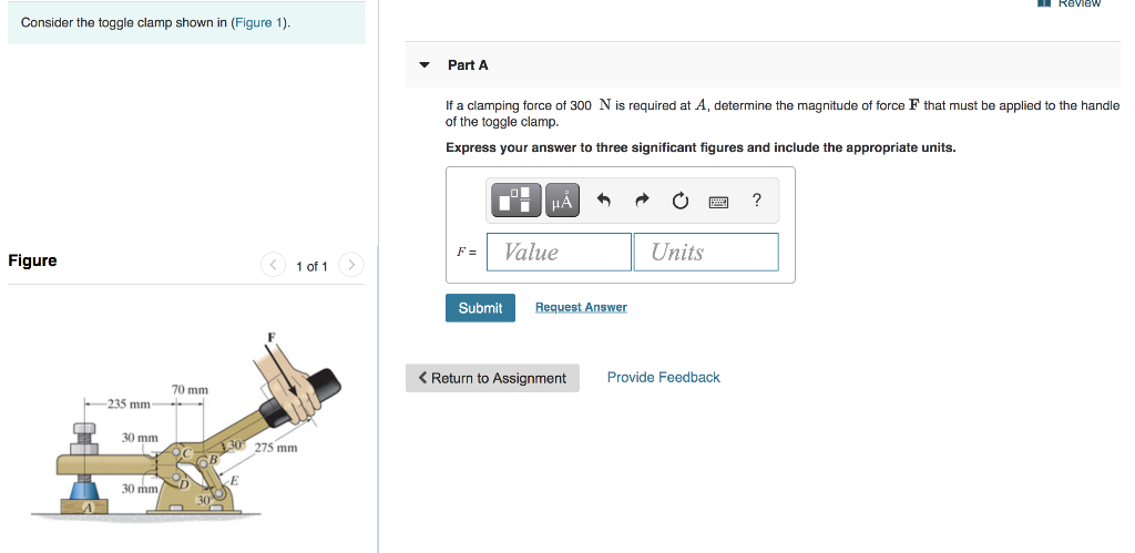 Solved 1 Review Consider the toggle clamp shown in (Figure | Chegg.com