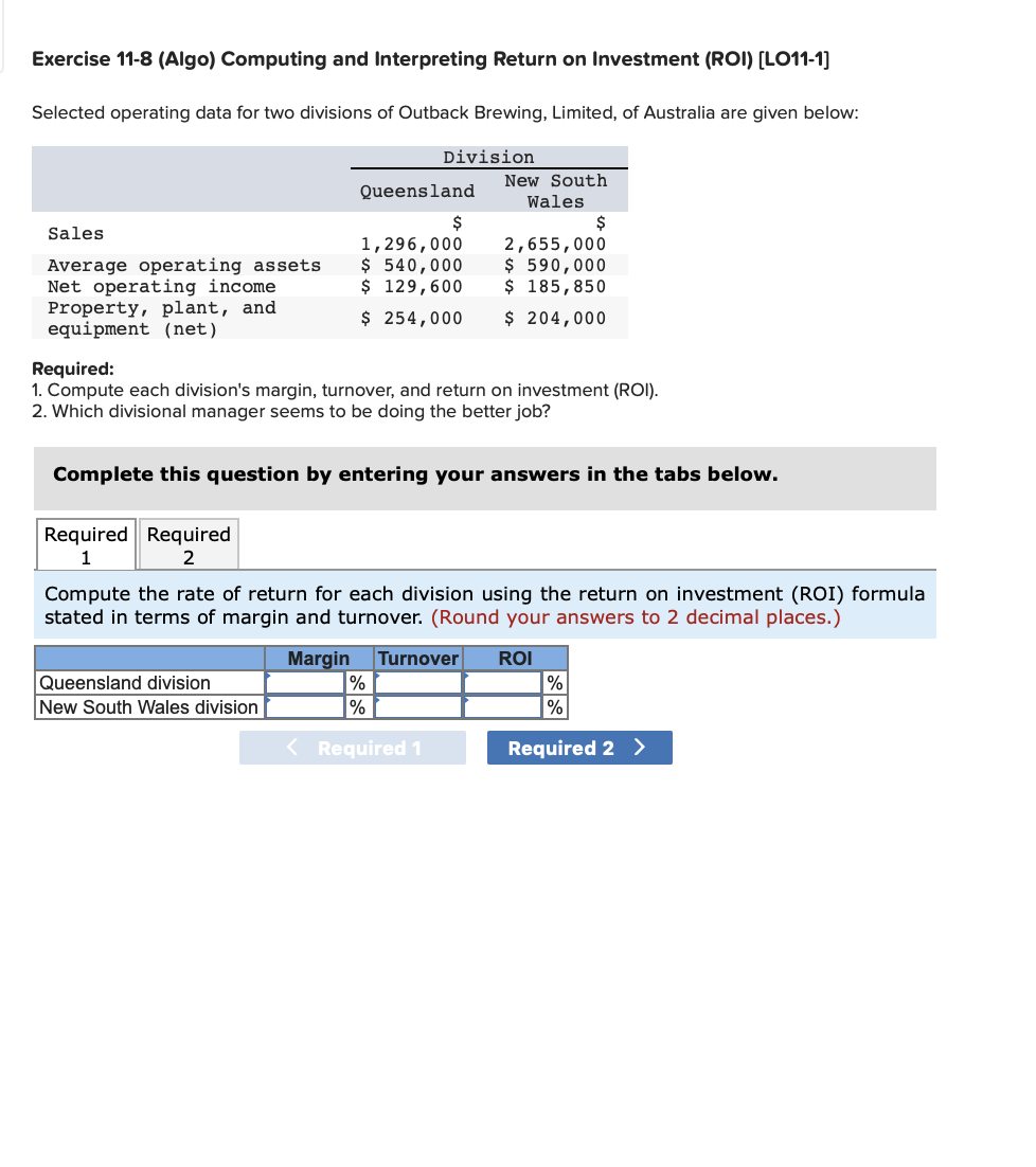 Solved Exercise 11-8 (Algo) Computing and Interpreting | Chegg.com