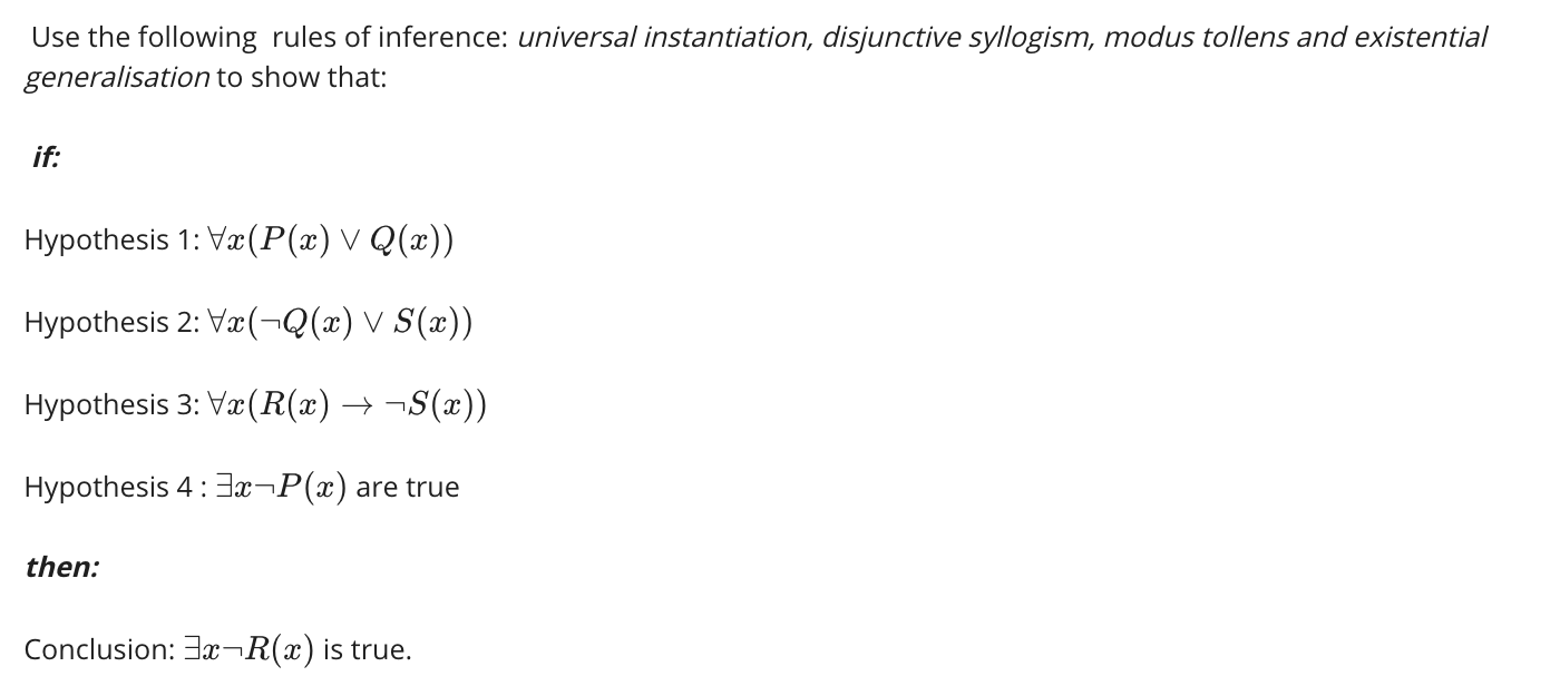 Solved Use the following rules of inference: universal | Chegg.com