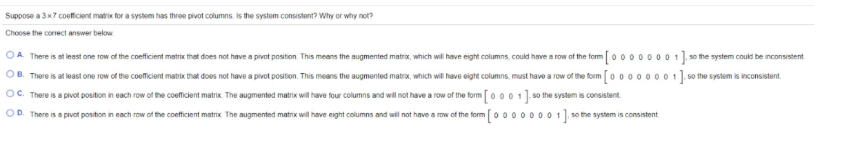 Solved Suppose a 3 x 7 coefficient matrix for a system has | Chegg.com