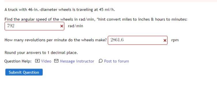 Solved A truck with 46 -in. -diameter wheels is traveling at | Chegg.com