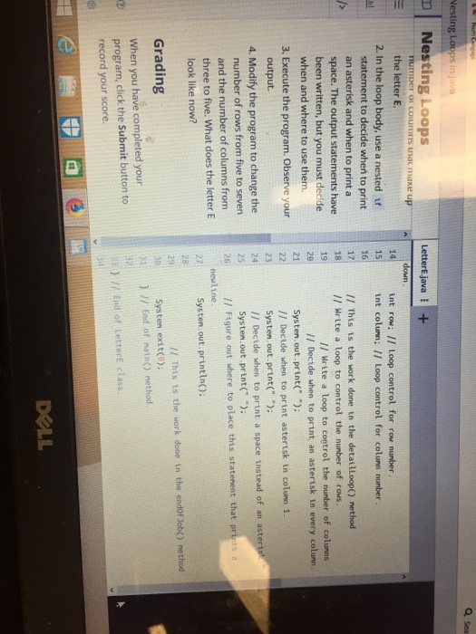 Solved Nesting Loops in Java Nesting Loops LetterE.java + 1 | Chegg.com