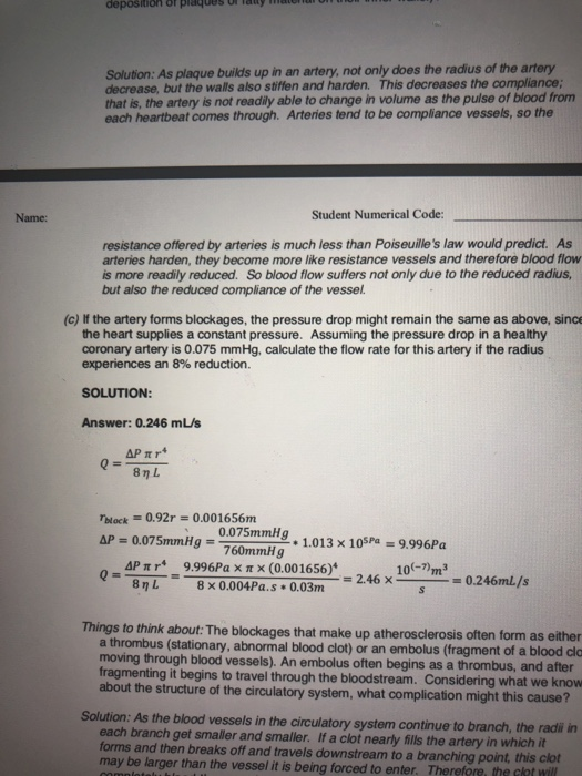 Solved deposition or piaques or faty Solution: As plaque | Chegg.com