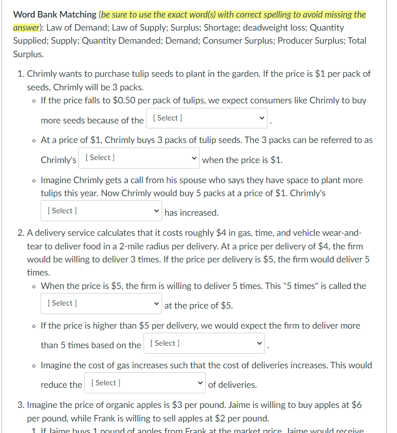 Solved Word Bank Matching (be sure to use the exact word(s) | Chegg.com