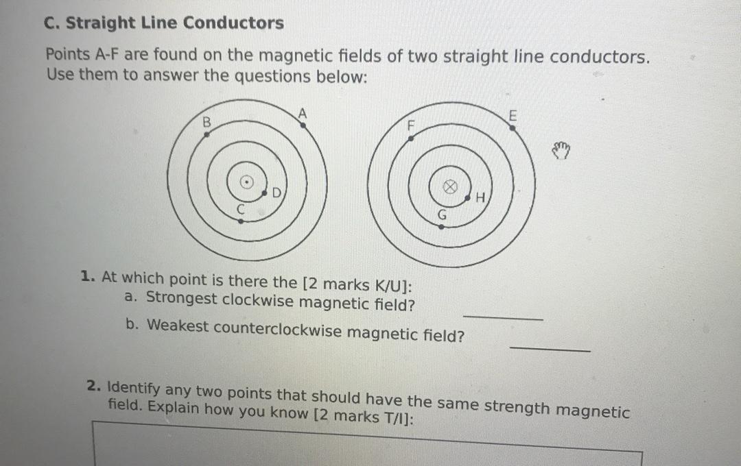 Solved C. Straight Line Conductors Points A-F are found on | Chegg.com