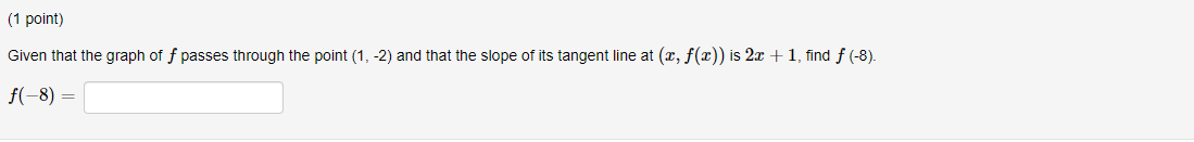 Solved (1 point) Given that the graph of f passes through | Chegg.com