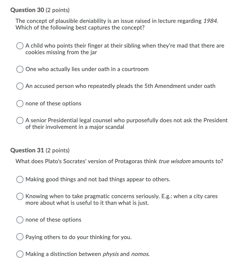 Solved Question 30 (2 points) The concept of plausible | Chegg.com