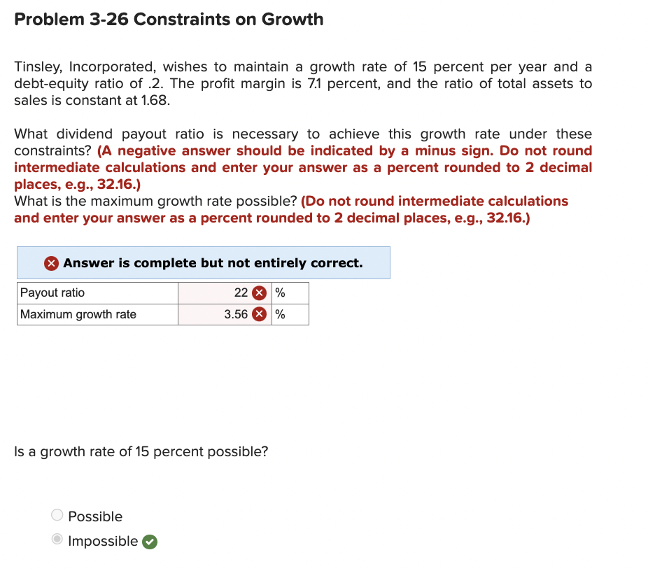 Solved Problem 3-26 ﻿Constraints on GrowthTinsley, | Chegg.com