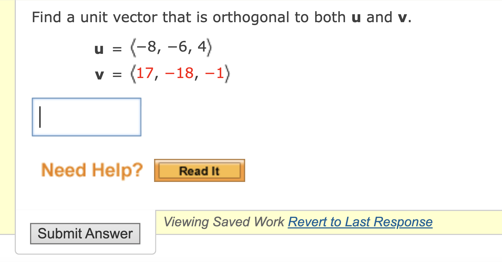 Solved Find a unit vector that is orthogonal to both u and | Chegg.com