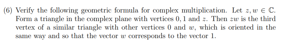 Solved 6) Verify the following geometric formula for complex | Chegg.com