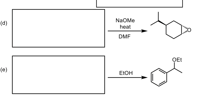 Solved (d) NaO Me heat O DMF OEt (e) EtOH | Chegg.com