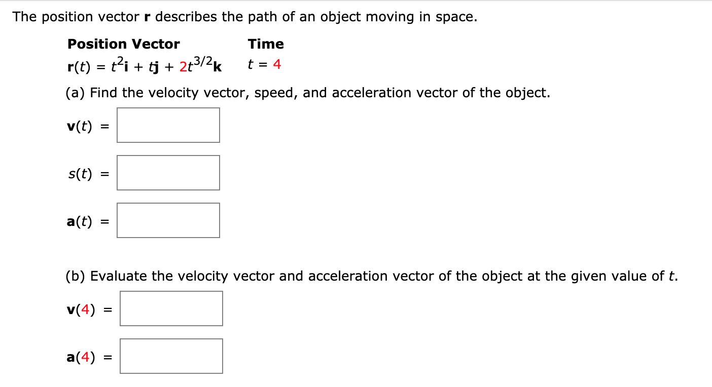 Solved The position vector r describes the path of an object | Chegg.com