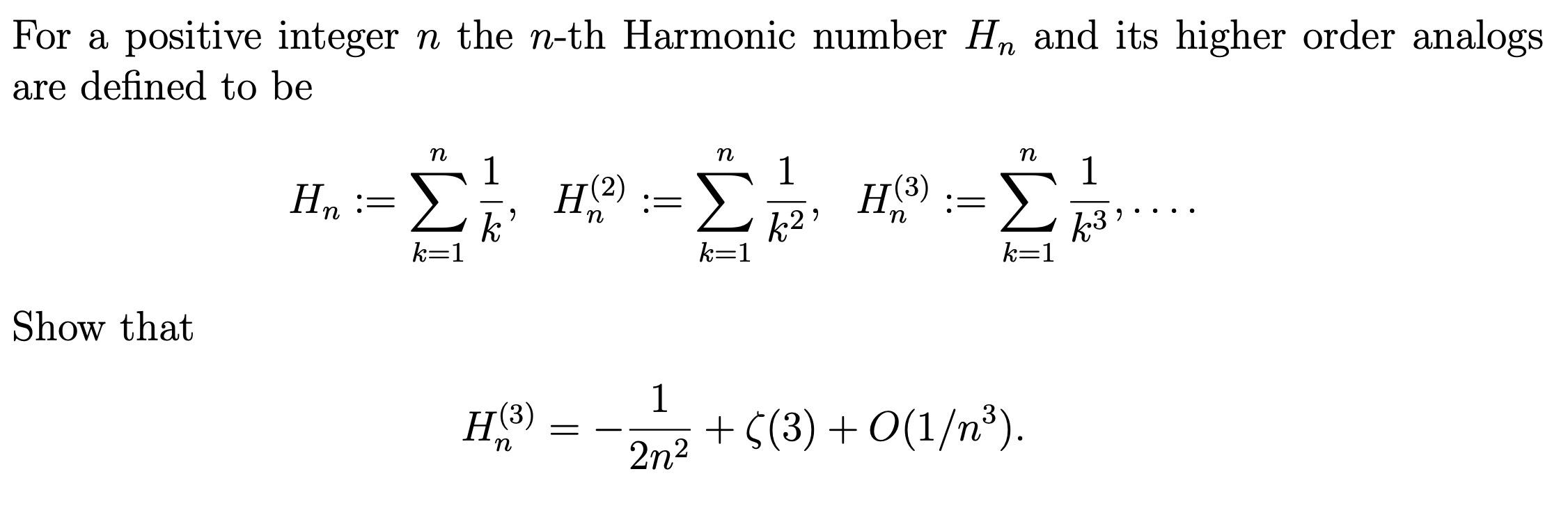 Solved For a positive integer n the n-th Harmonic number Hn | Chegg.com