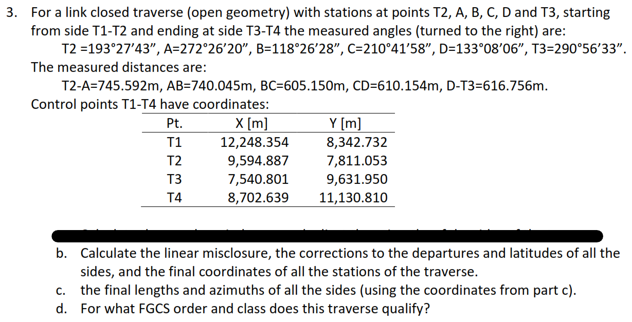 Solved b. ﻿Calculate the linear misclosure, the corrections | Chegg.com