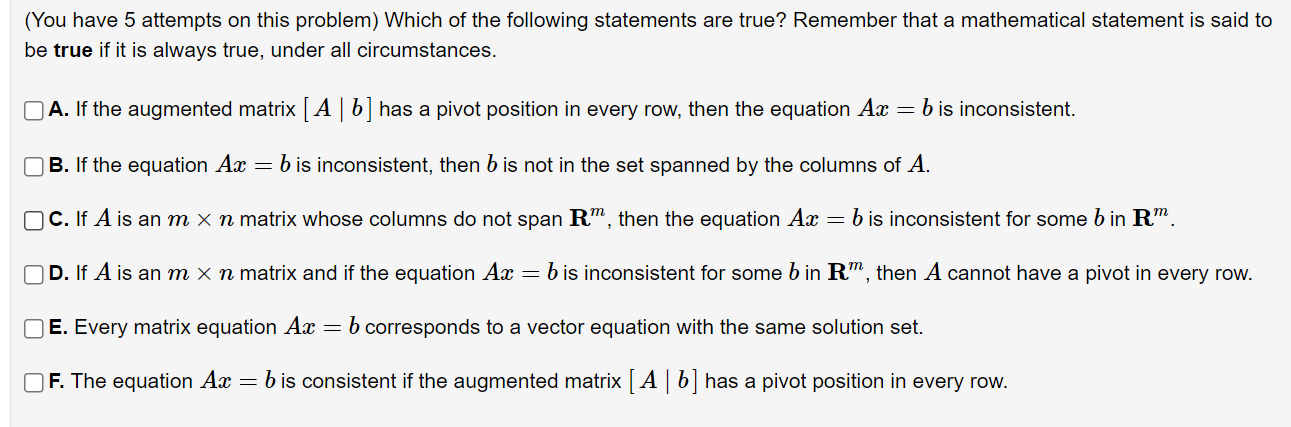 Solved (You have 5 attempts on this problem) Which of the | Chegg.com