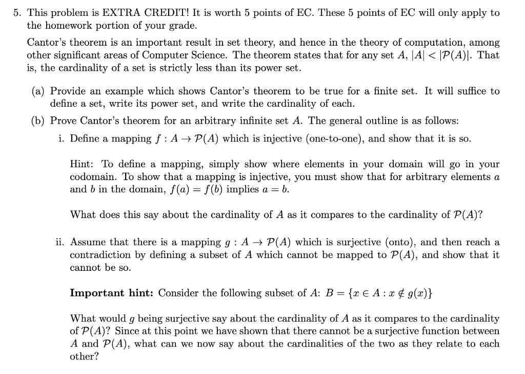 Solved 5. This problem is EXTRA CREDIT! It is worth 5 points | Chegg.com