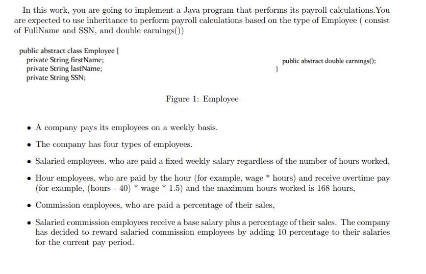 Solved In this work, you are going to implement a Java | Chegg.com