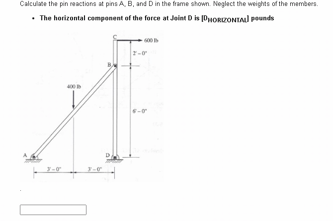 Solved Calculate the pin reactions at pins A, B, and D in | Chegg.com